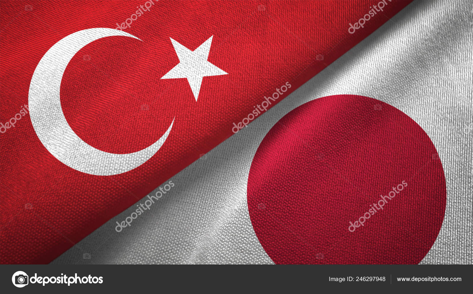 Turkey Japan Flags Together Textile Cloth Fabric Texture Stock Photo by ...