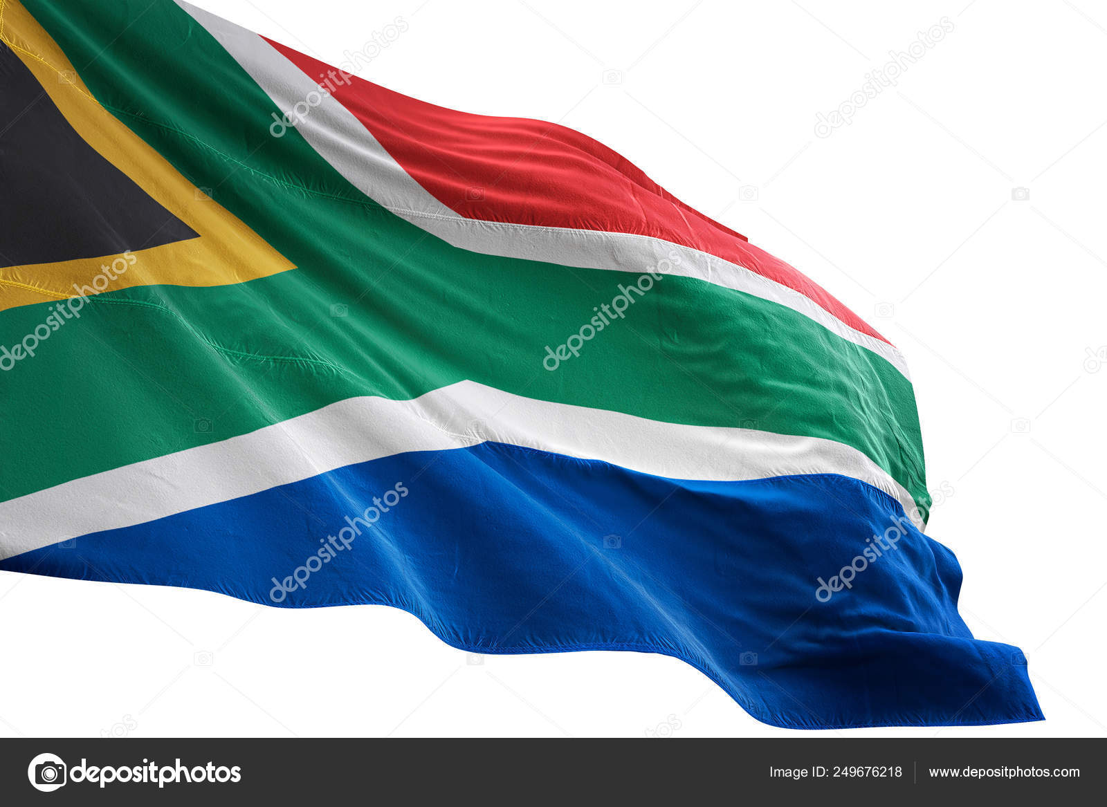 South Africa Flag Waving Isolated White Background 3d Illustration
