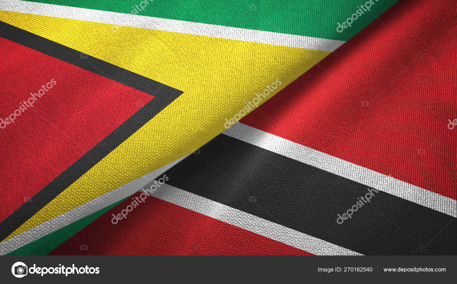 Guyana And Trinidad And Tobago Two Flags Textile Cloth Fabric Texture