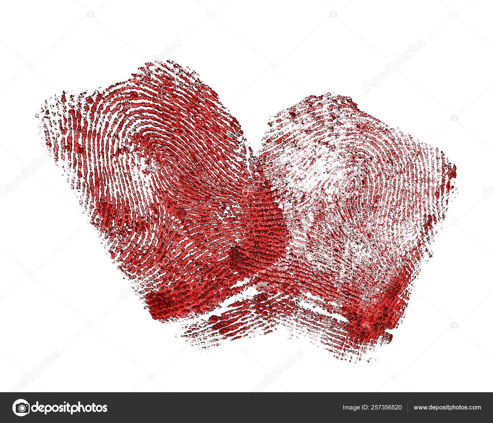 Two red fingerprints on a white background. Heart shape. — Stock Photo ...
