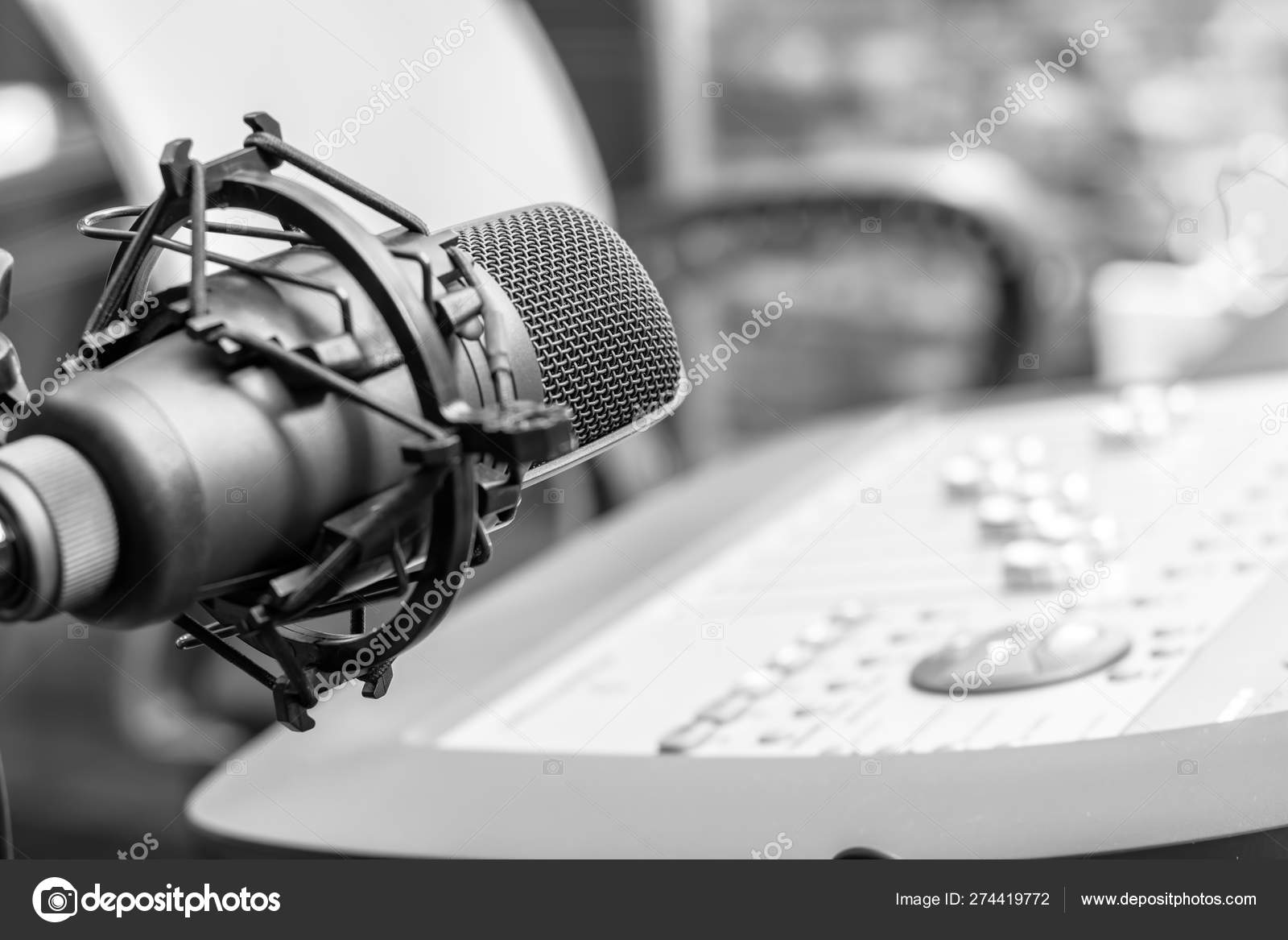 Microphone Recording Broadcasting Editing Studio Stock Photo by ...