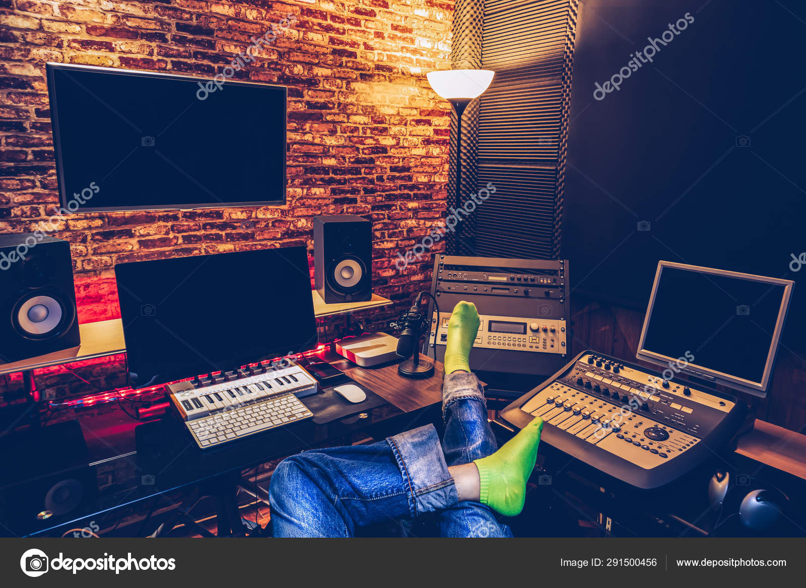 Sound Engineer Music Producer Sitting Cross Legged Listening Music Home ... Sound Engineer Music Producer Sitting Cross Legged Listening Music Home ...