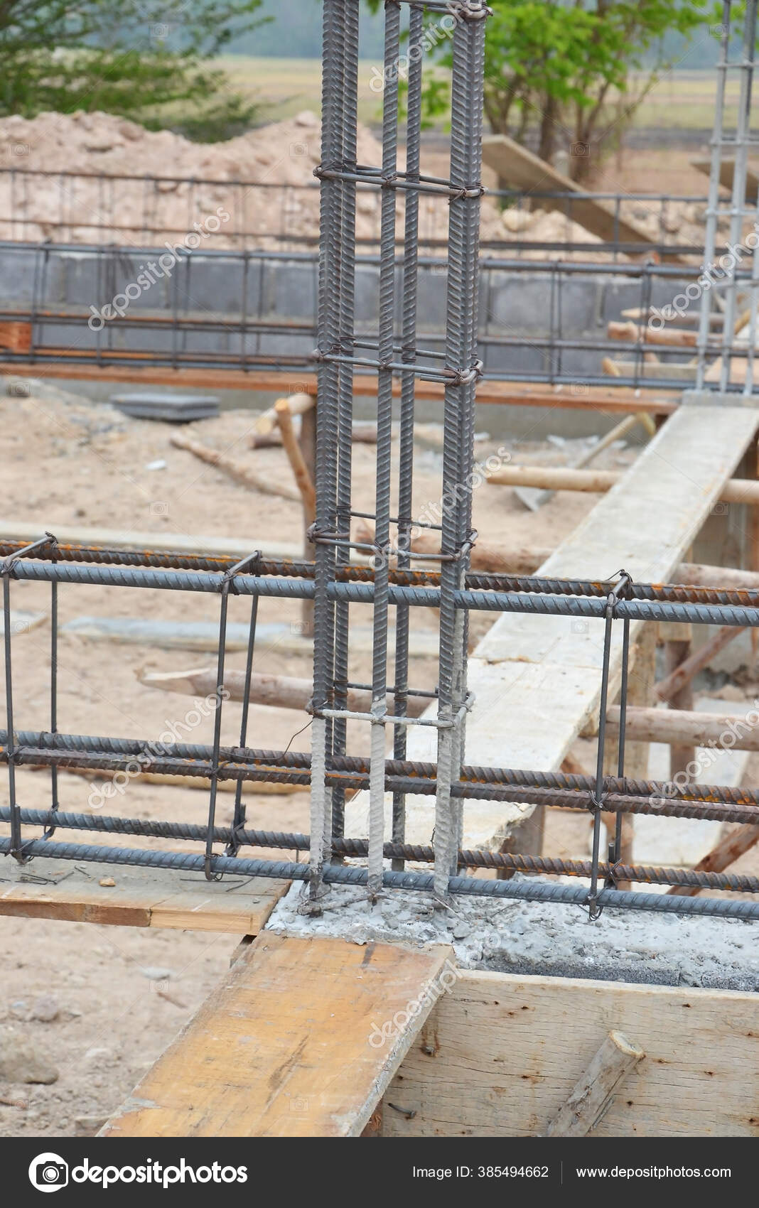 Rebar Dan Formwork Untuk Balok Dan Kolom Lokasi Konstruksi — Stok Foto ...