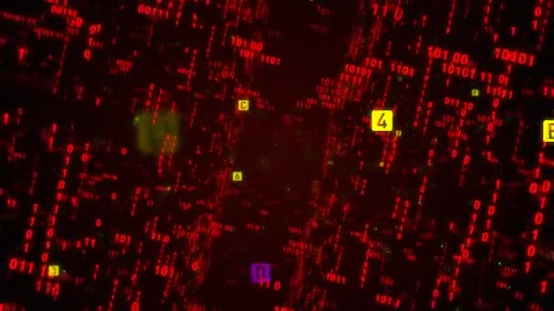 Digital Fly Binary Code Background Loop Data Binary Code Network 4k Loop Animation Red