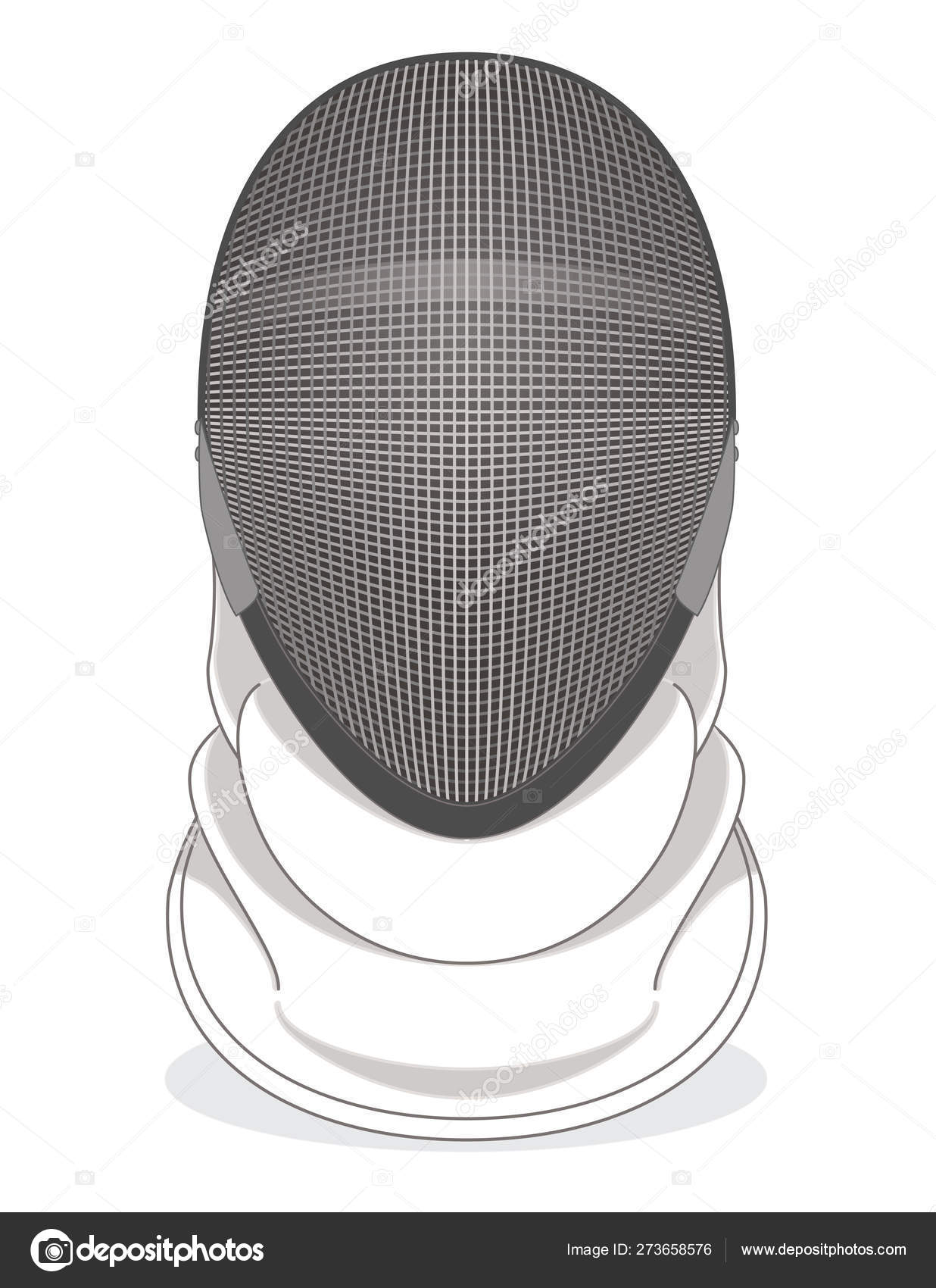 Fencing helmet with mesh and bib isolated on white background Stock ...