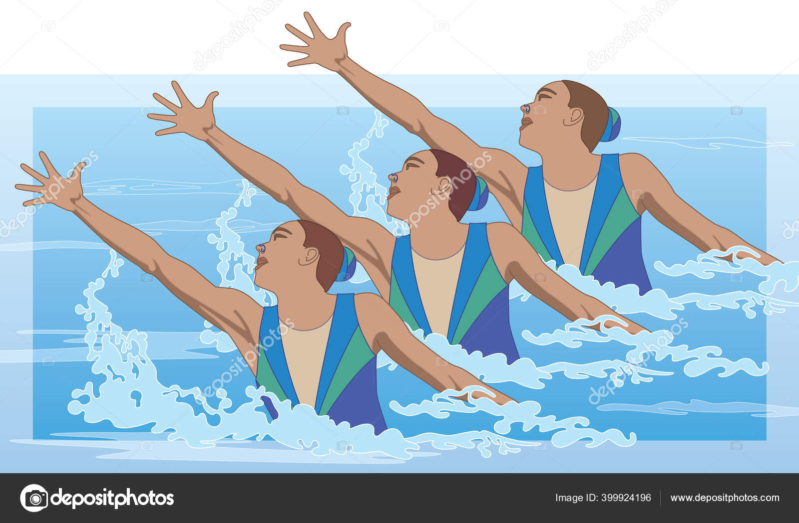 Synchronized Swimmers Trio Pose Splashing Out Water Stock Vector Image ... Synchronized Swimmers Trio Pose Splashing Out Water Stock Vector Image ...