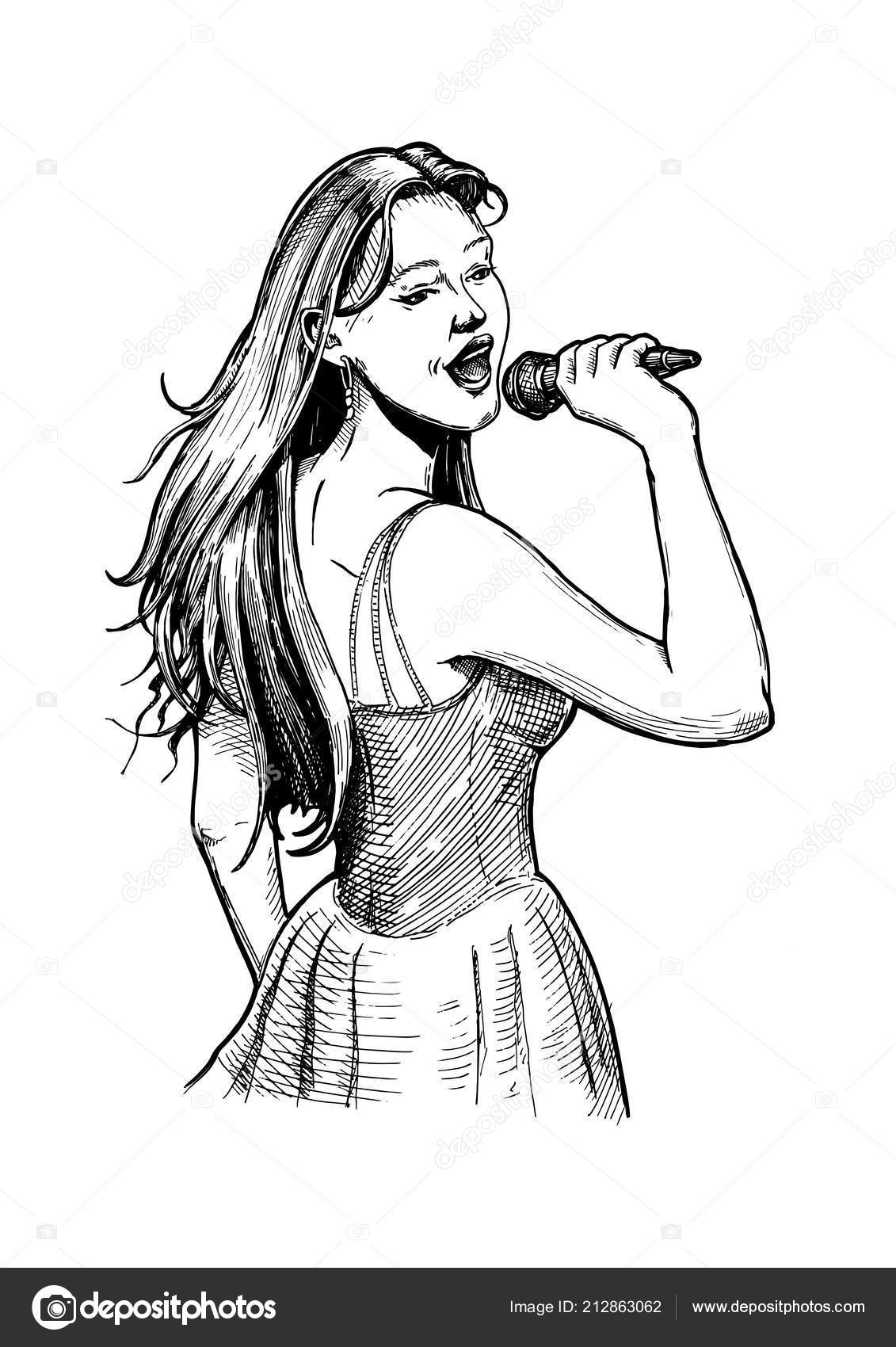 Girl Singing Drawing