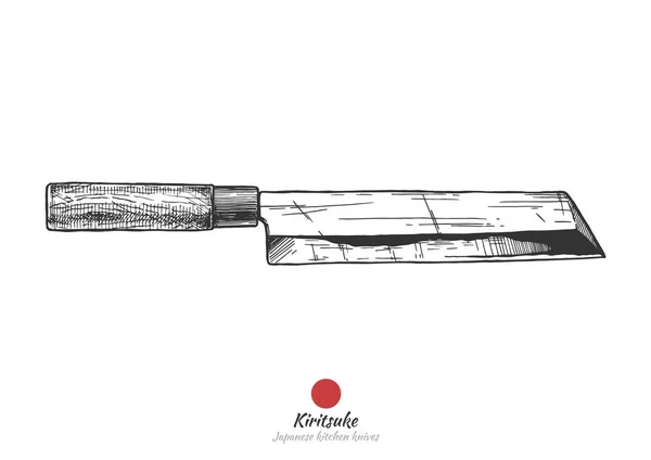 Gyuto Japanese Kitchen Knife Vector Hand Drawn Illustration Vintage ...