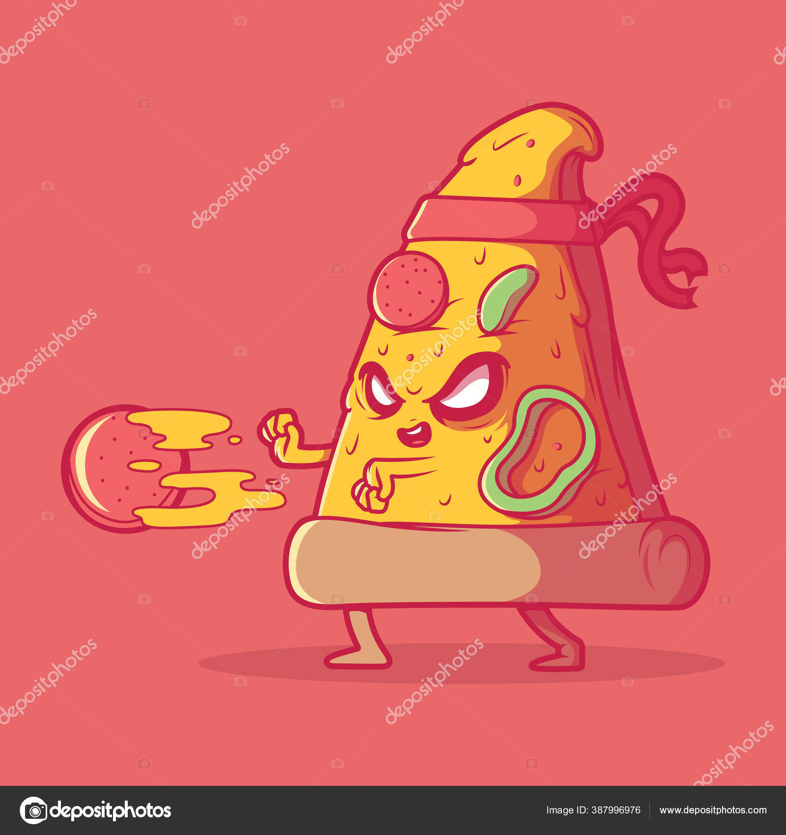 Pizza Character Vector Illustration Video Game Fast Food Sports Design ...