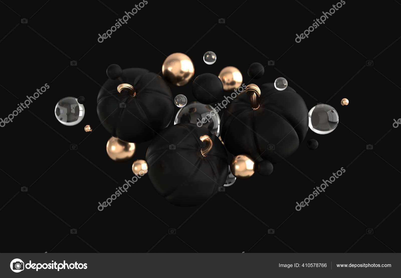 Render Floating Pumpkin Black Background Space Minimal Concept Holiday ...