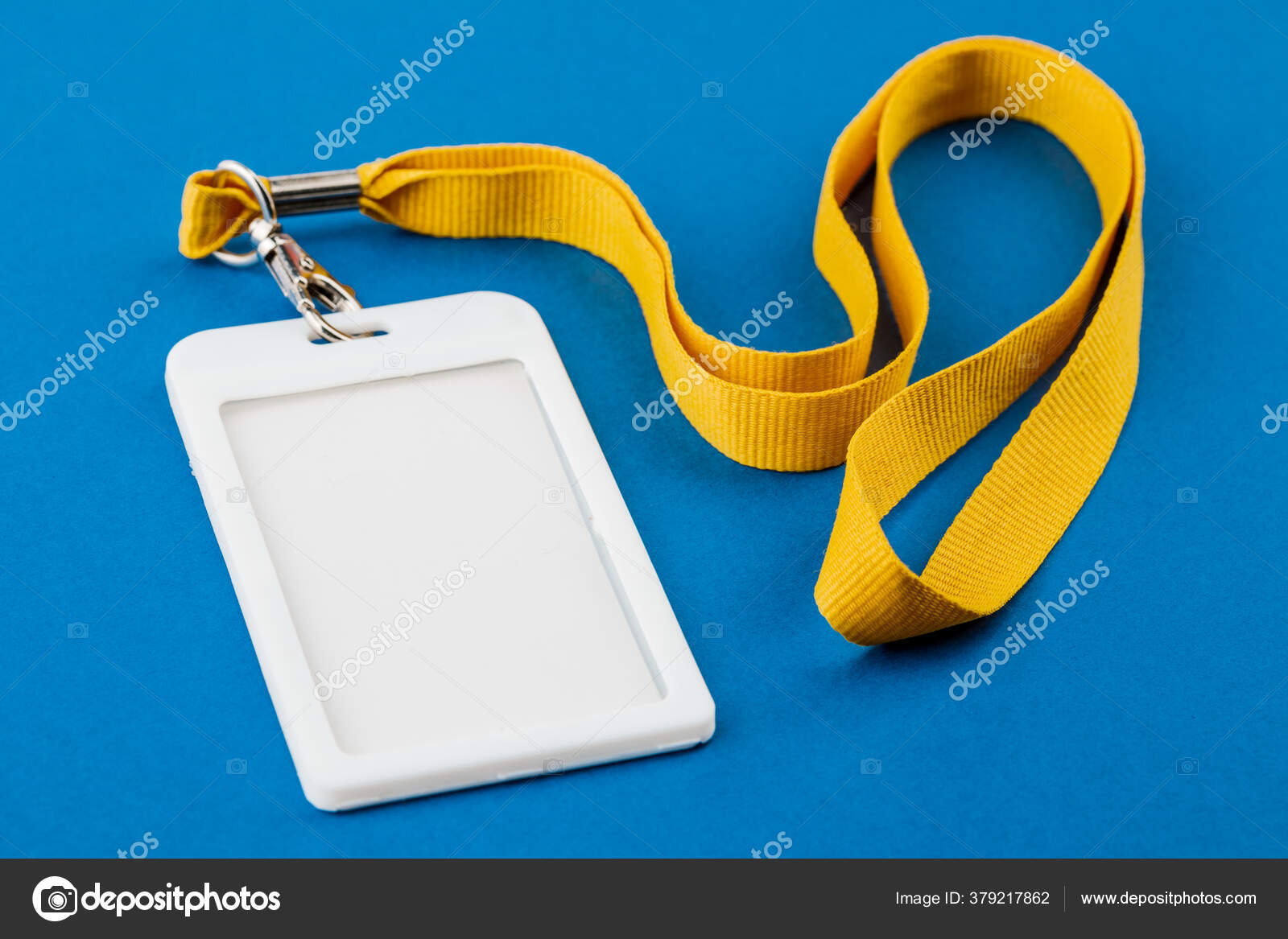 Work Name Tag Employee Card Icons Ropes Blue Background — Stock Photo ...