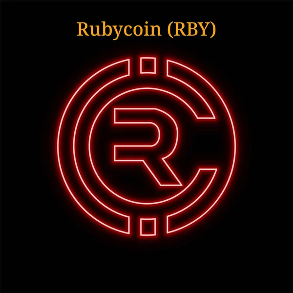 Rojo neón Rubycoin (RBY) símbolo criptomoneda 2024