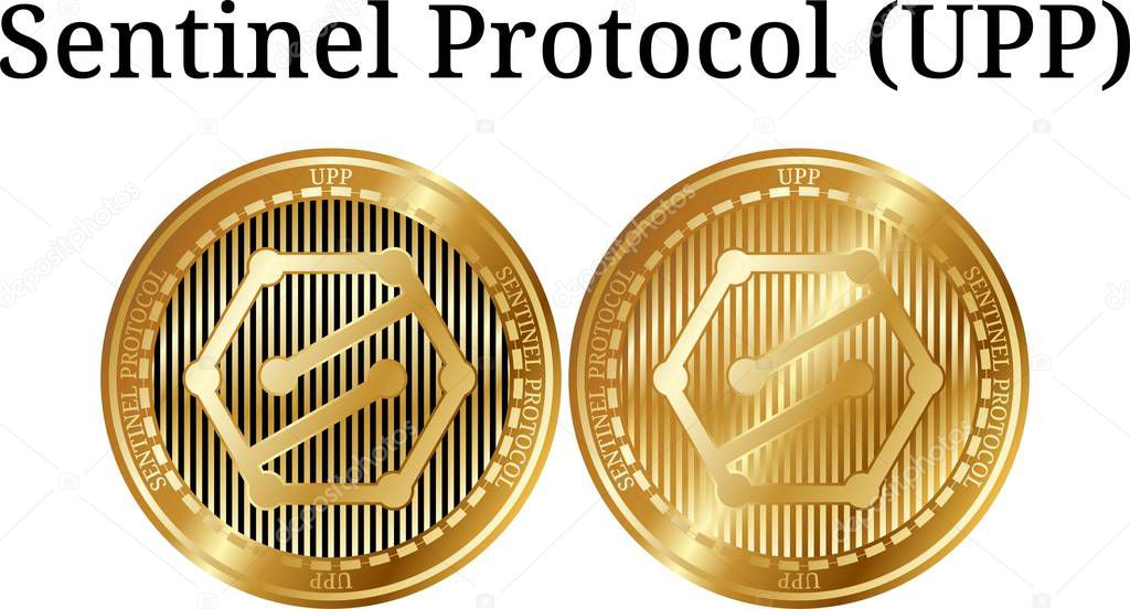 Conjunto de monedas de oro física Sentinel Protocol (UPP), criptomoneda digital. Conjunto de ...