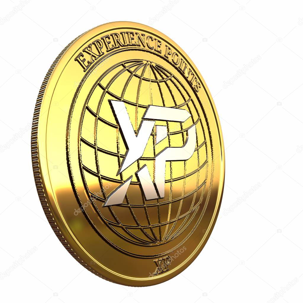 Golden coin Experience Points (XP) criptomoneda girando en bucle ...