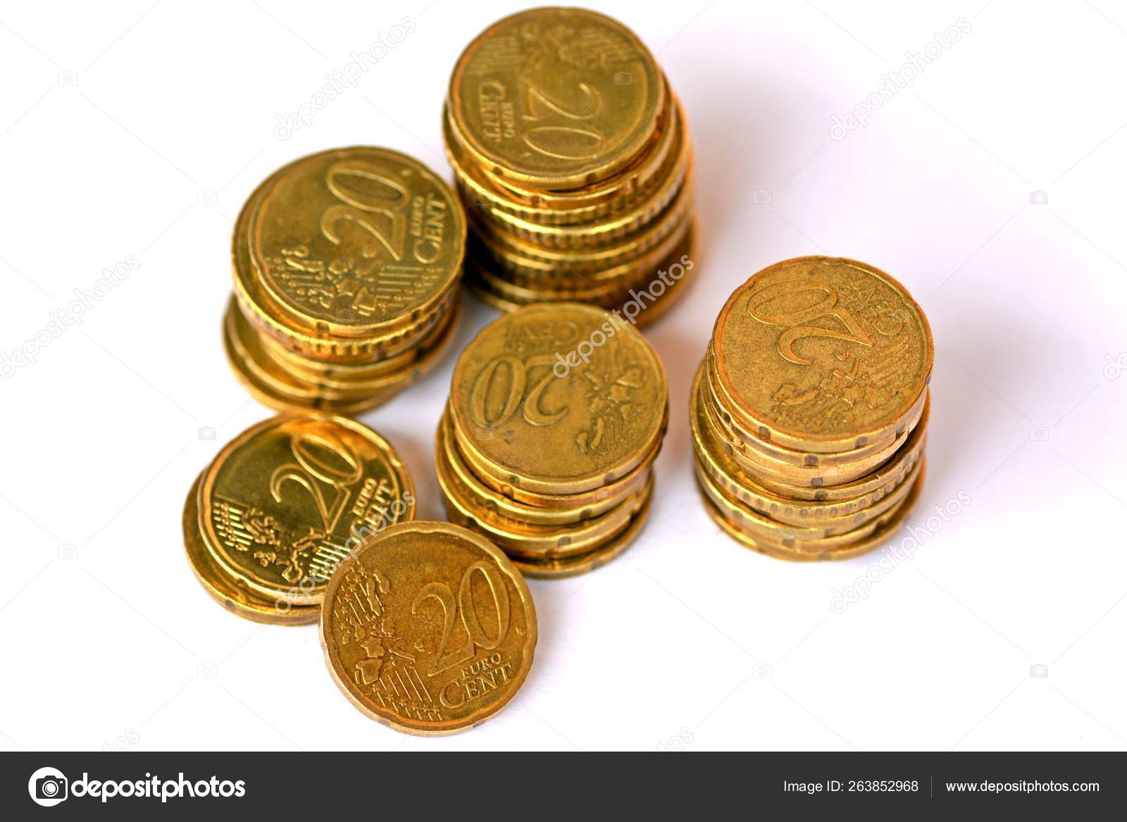 Number Coins Stacked Different Piles Together Form Upward Curve — Stock ...