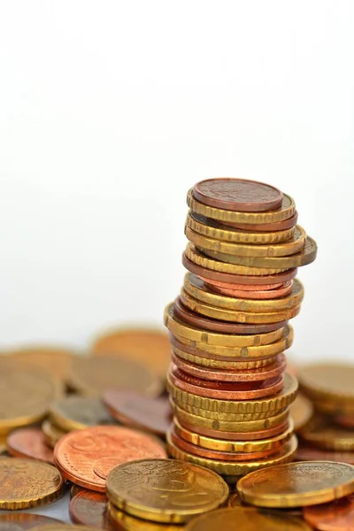 Number Coins Stacked Different Piles Together Form Upward Curve — Stock ...