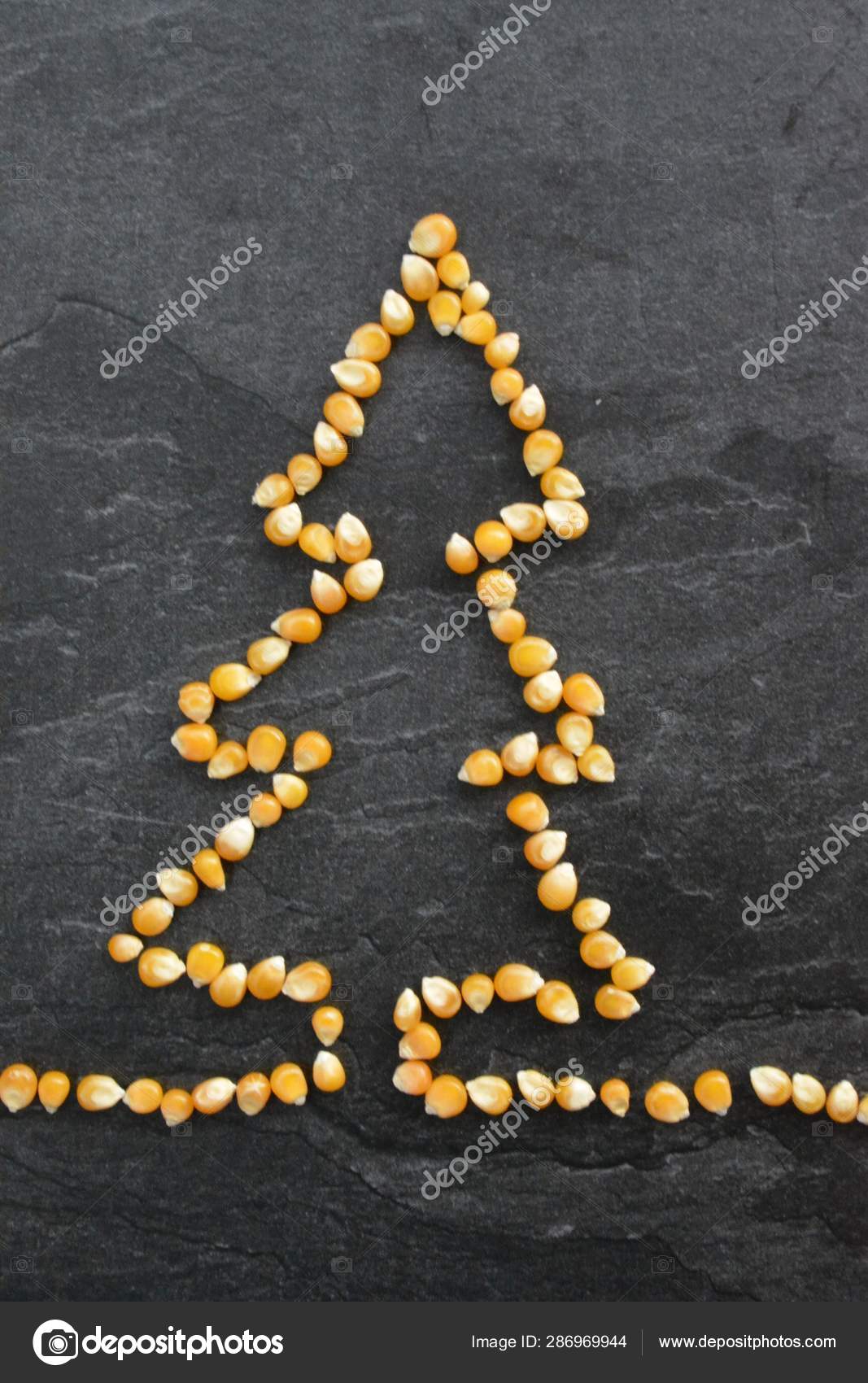 Popcorn Corn Shapes Christmas Tree Dark Background Popcorn Snowflakes ...