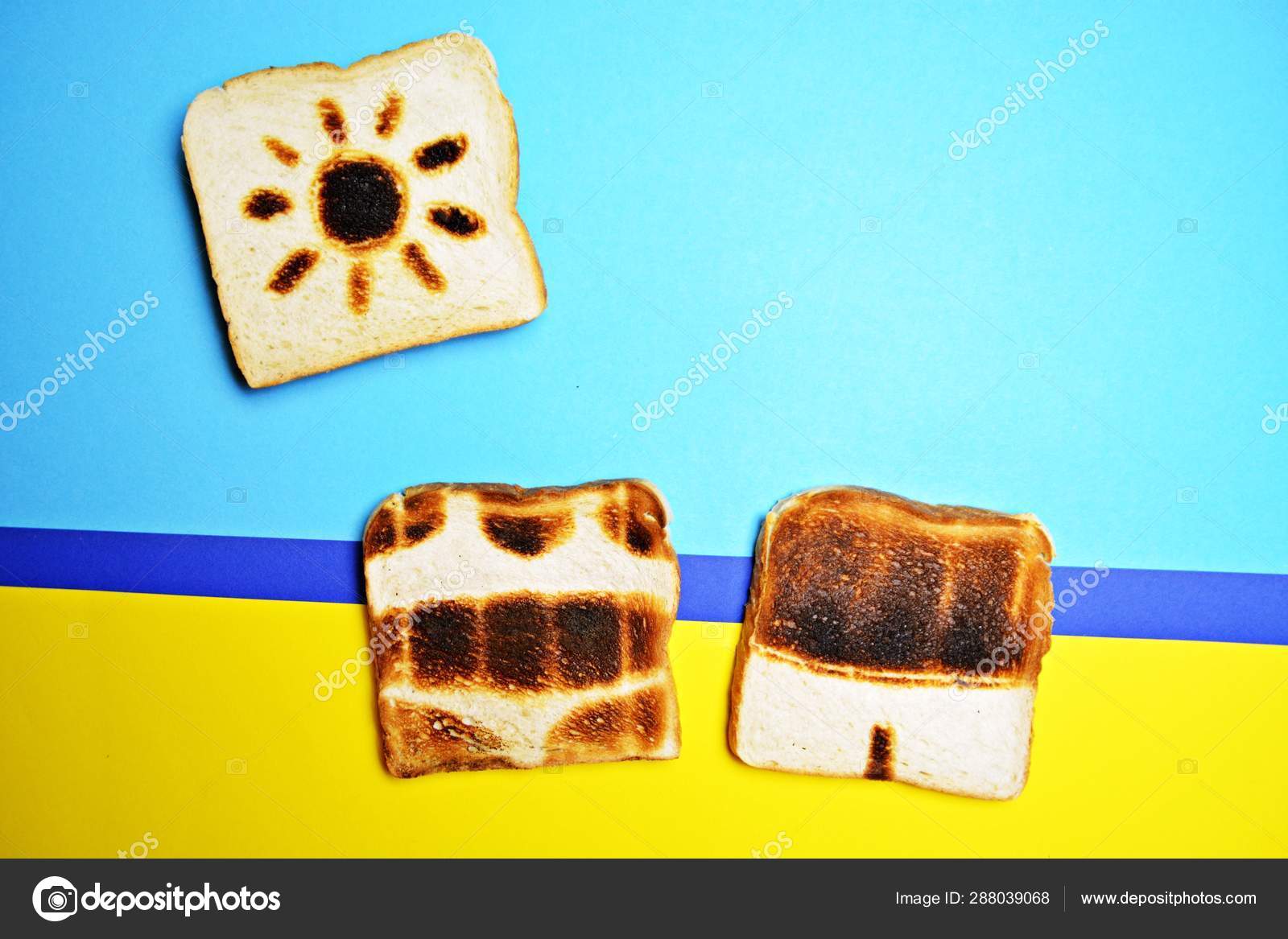 Three Toasts Lie Colorful Background Toasted Whole Surface Show ...