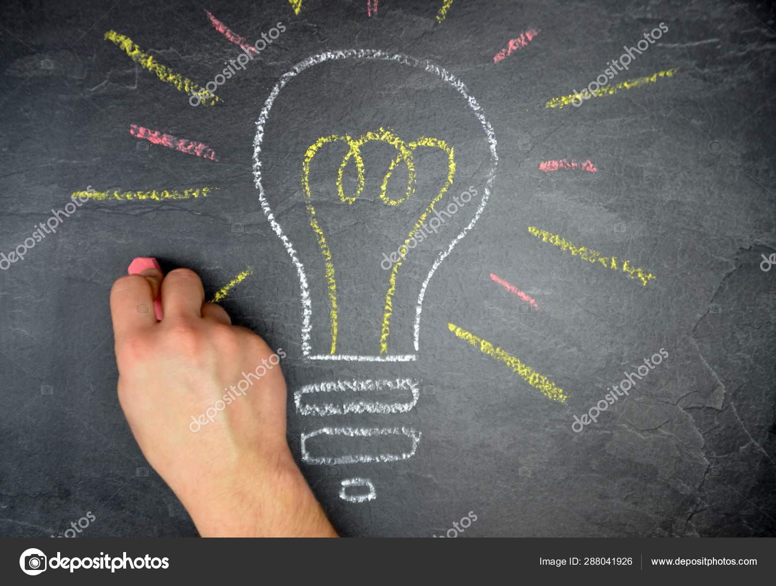 Cropped Image Male Hand Drawing Chalk Board Stock Photo by ©maddas ...