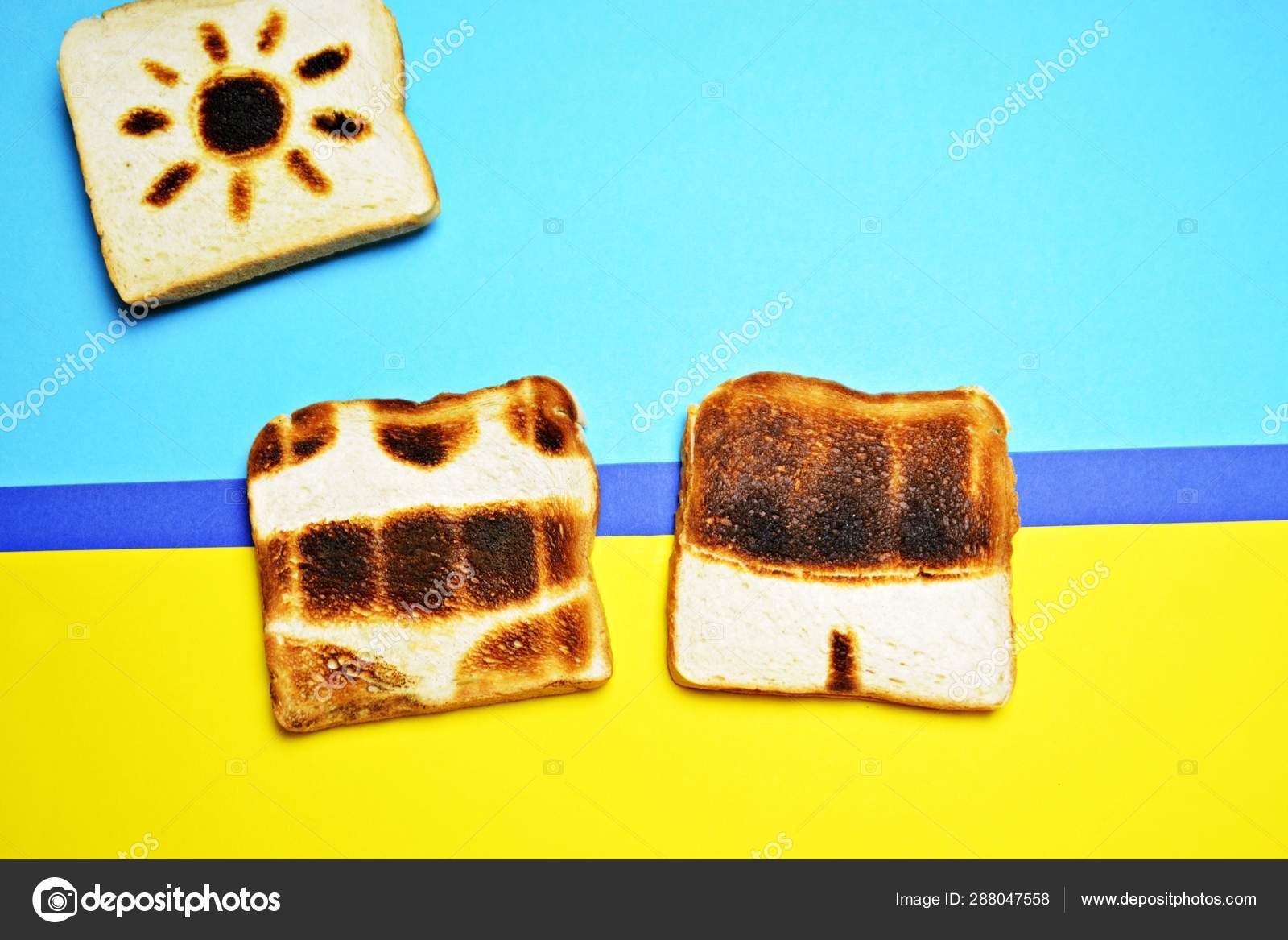 Three Toasts Lie Colorful Background Toasted Whole Surface Show ...