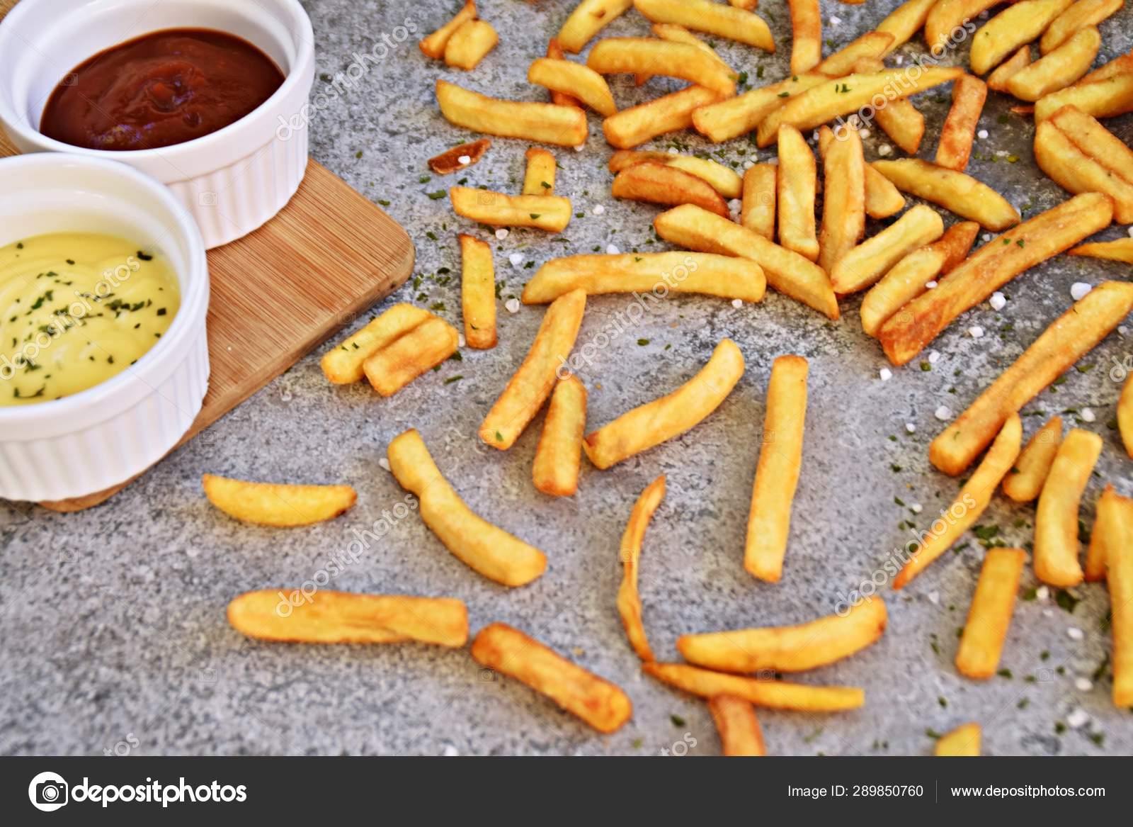 Crispy Fried Fries Sea Salt Grains French Fries Spice — Stock Photo ...