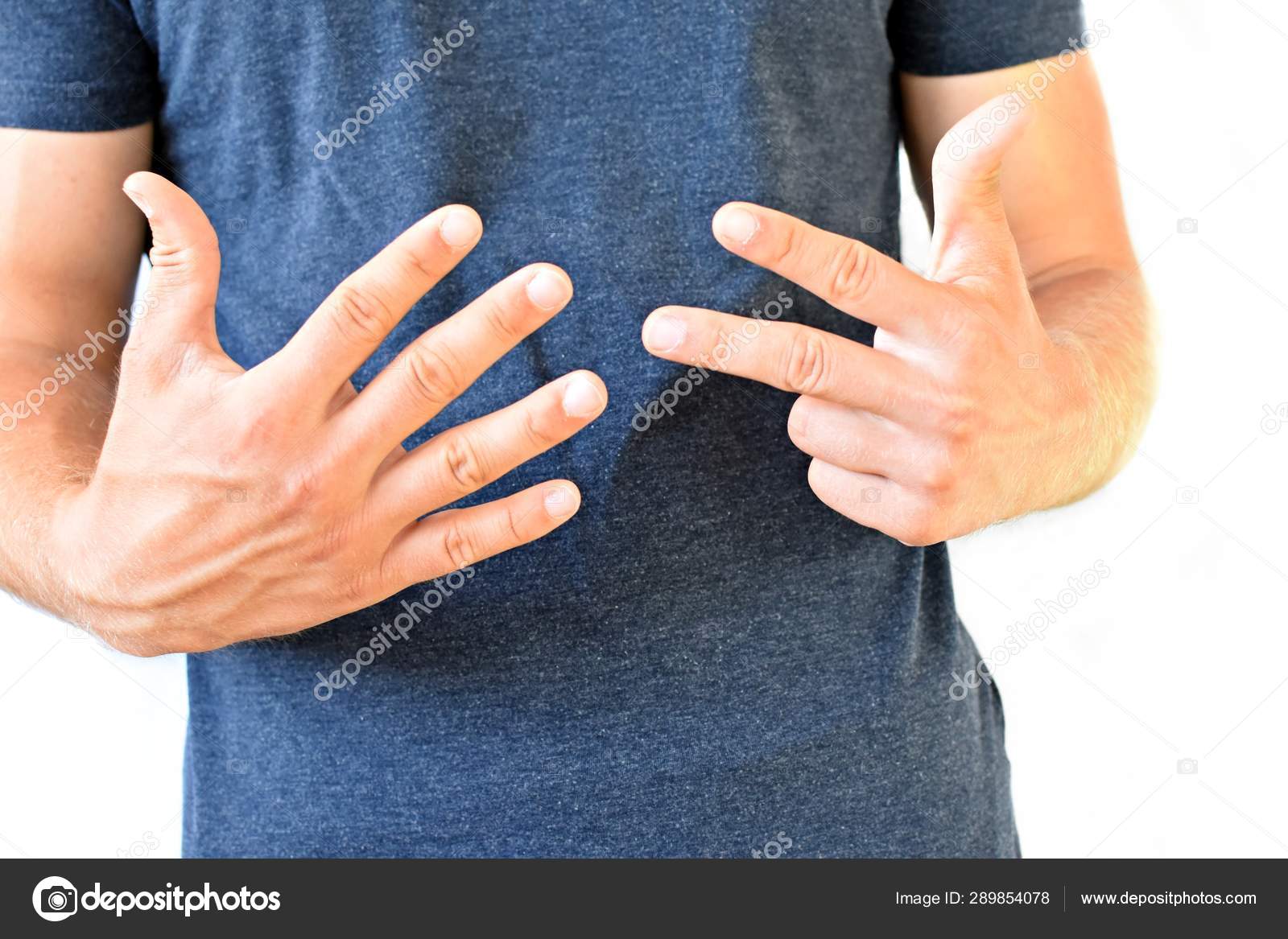 Joven Muestra Los Dedos Del Cuerno Gesto Que Tiene Diferentes — Foto de ...