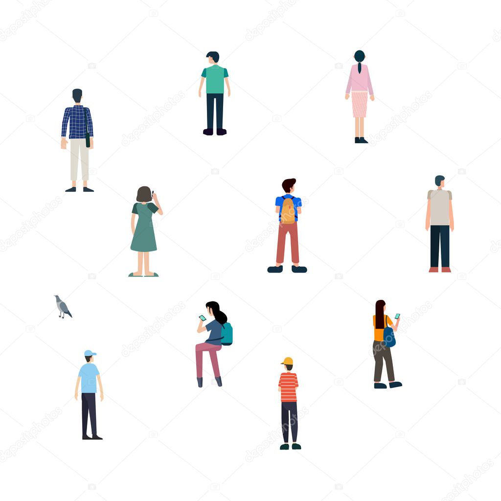 Multitud de personas actividades al aire libre con bird.people de pie o ...