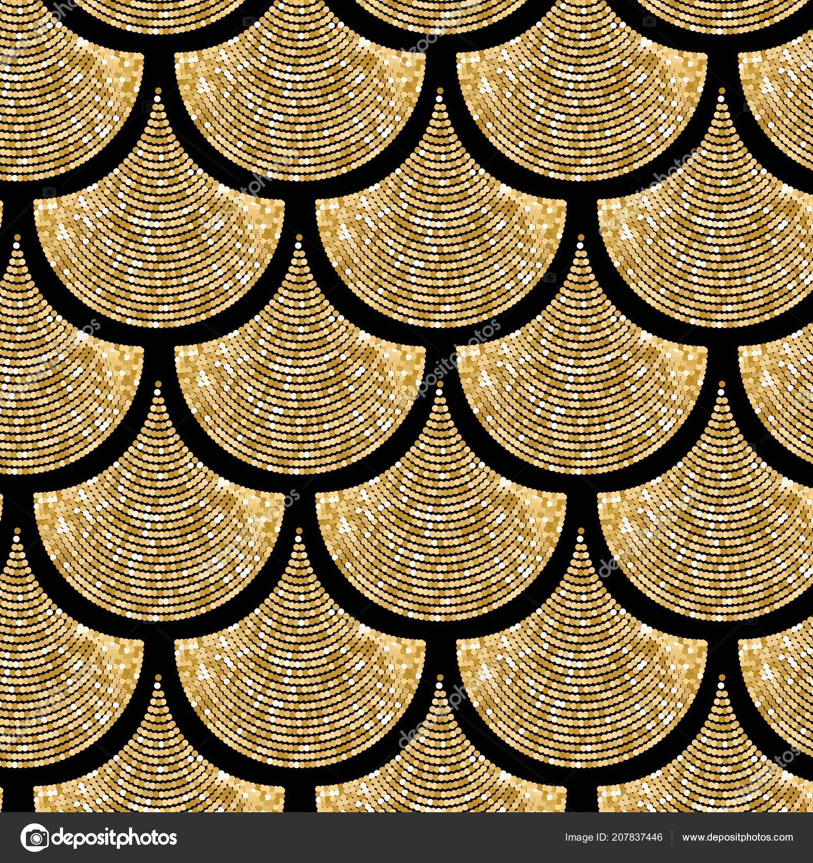 Gold Fish Scale Vector Pattern Background Glitter Effect Stock Vector ...