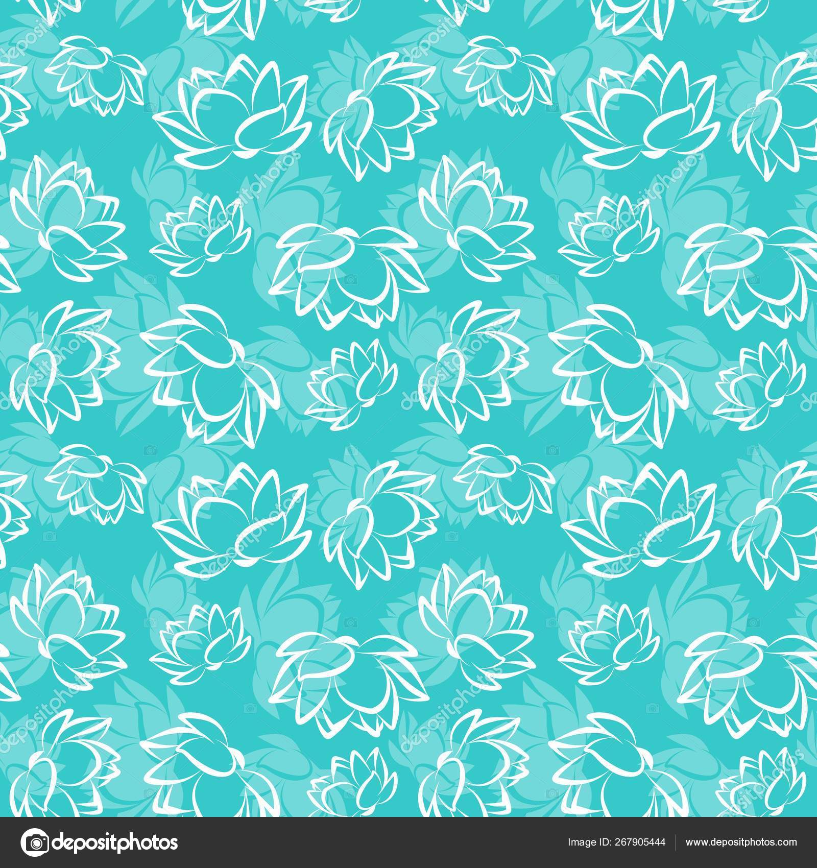 Lotus Flower Seamless Vector Pattern Background — Stock Vector ...