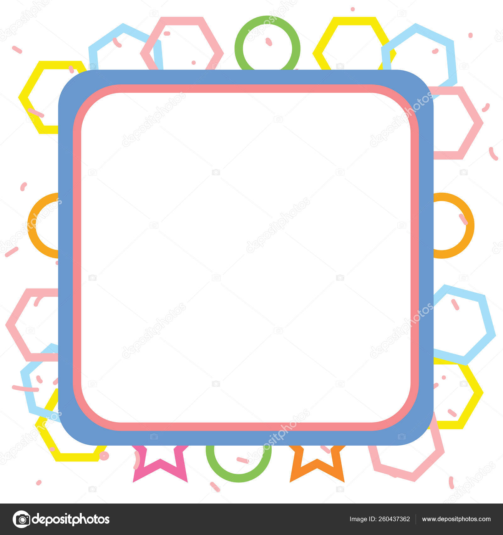 Cute Colorful Square Frame Isolated White Background Web Design ...