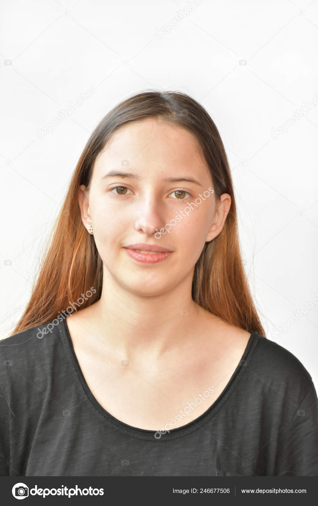 Girl Makes Forefinger Gesture White Background — Stock Photo ...