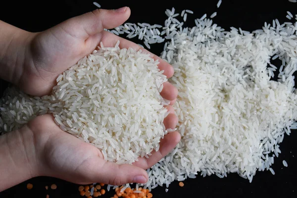 White Rice Hands Close — Stock Photo © GalinkaLB #248003360