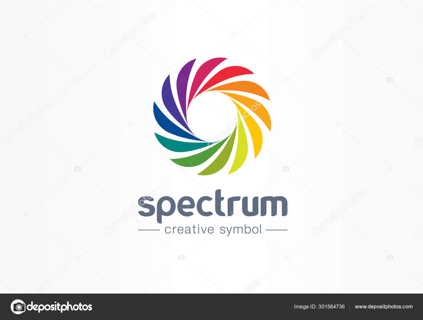 Spectrum, spiral rainbow creative symbol concept. Swirl palette ...