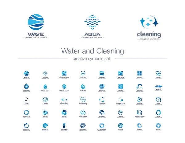 Clean Wash Creative Symbols Set Font Concept Water Refresh Laundry ...
