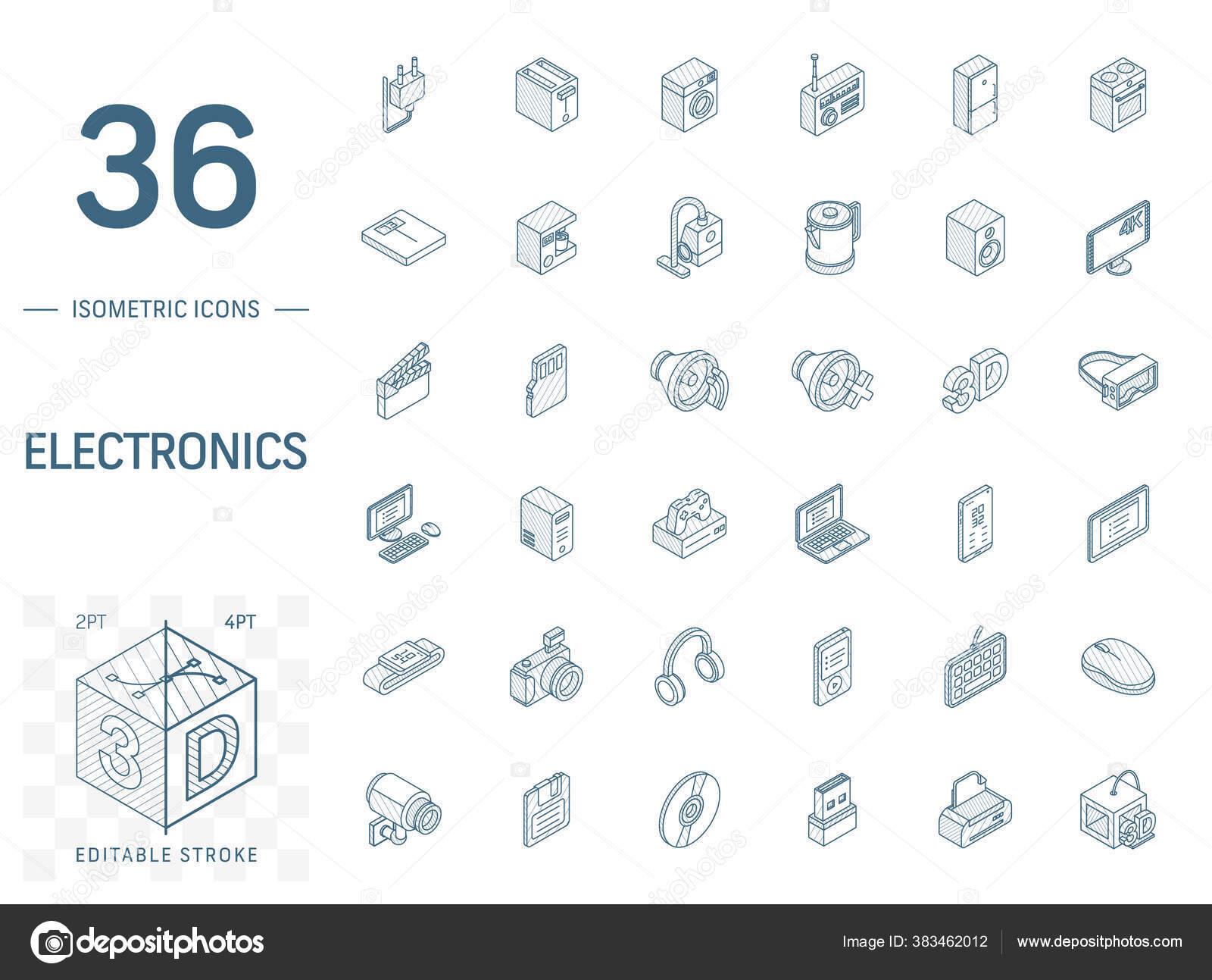 Electronics and Multimedia isometric line icons. 3d vector Stock Vector by ©r.Hilch 383462012