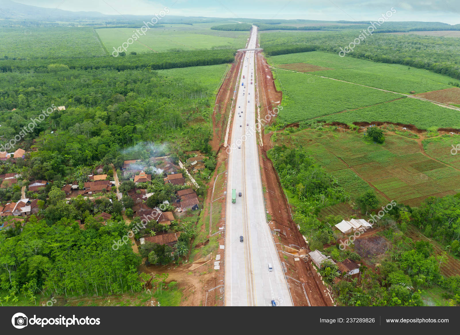 Top View Ungaran Toll Road Residential Farmland Central Java Indonesia ...
