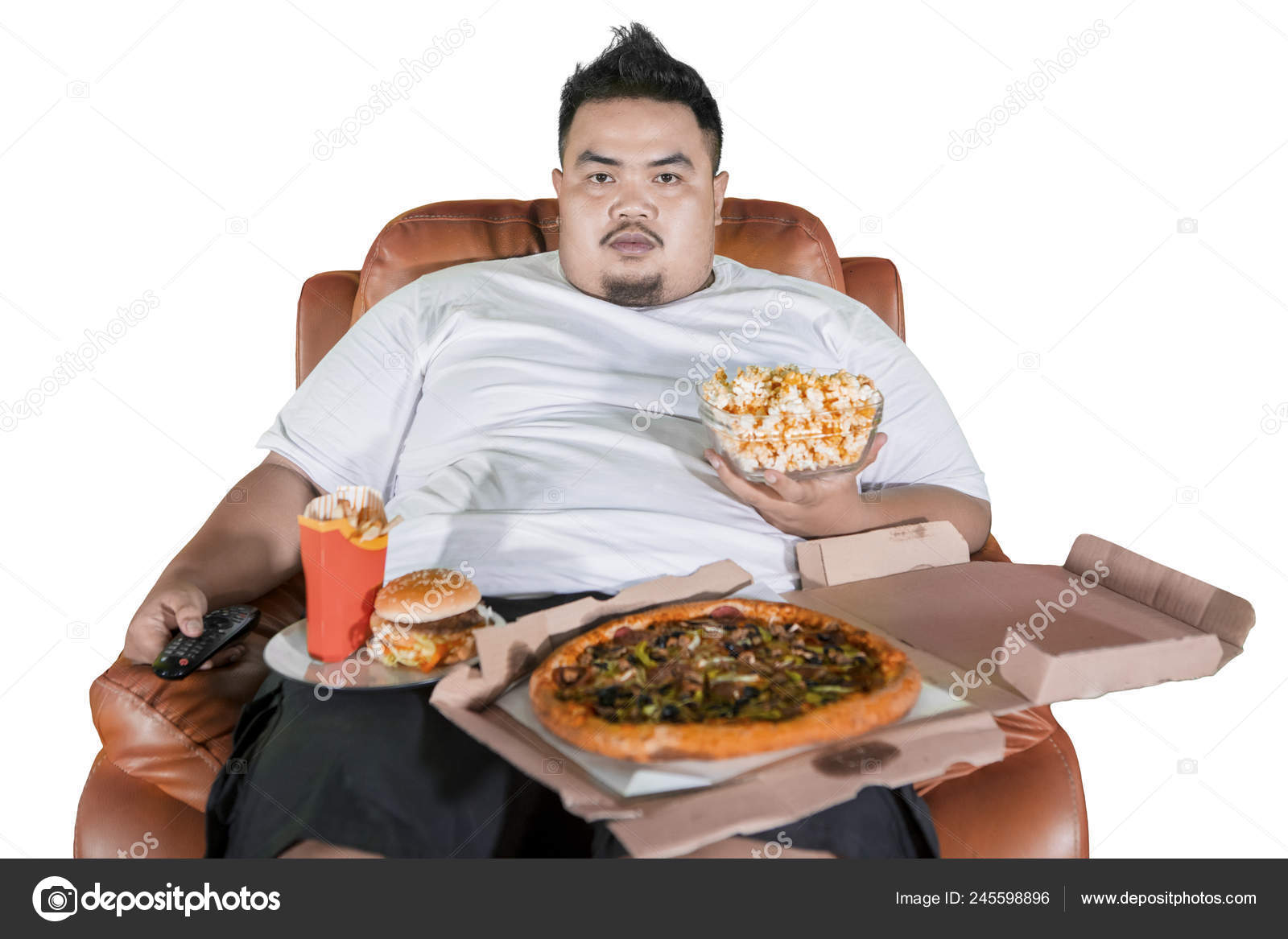 Sykelig Overvektig Mann Som Spiser