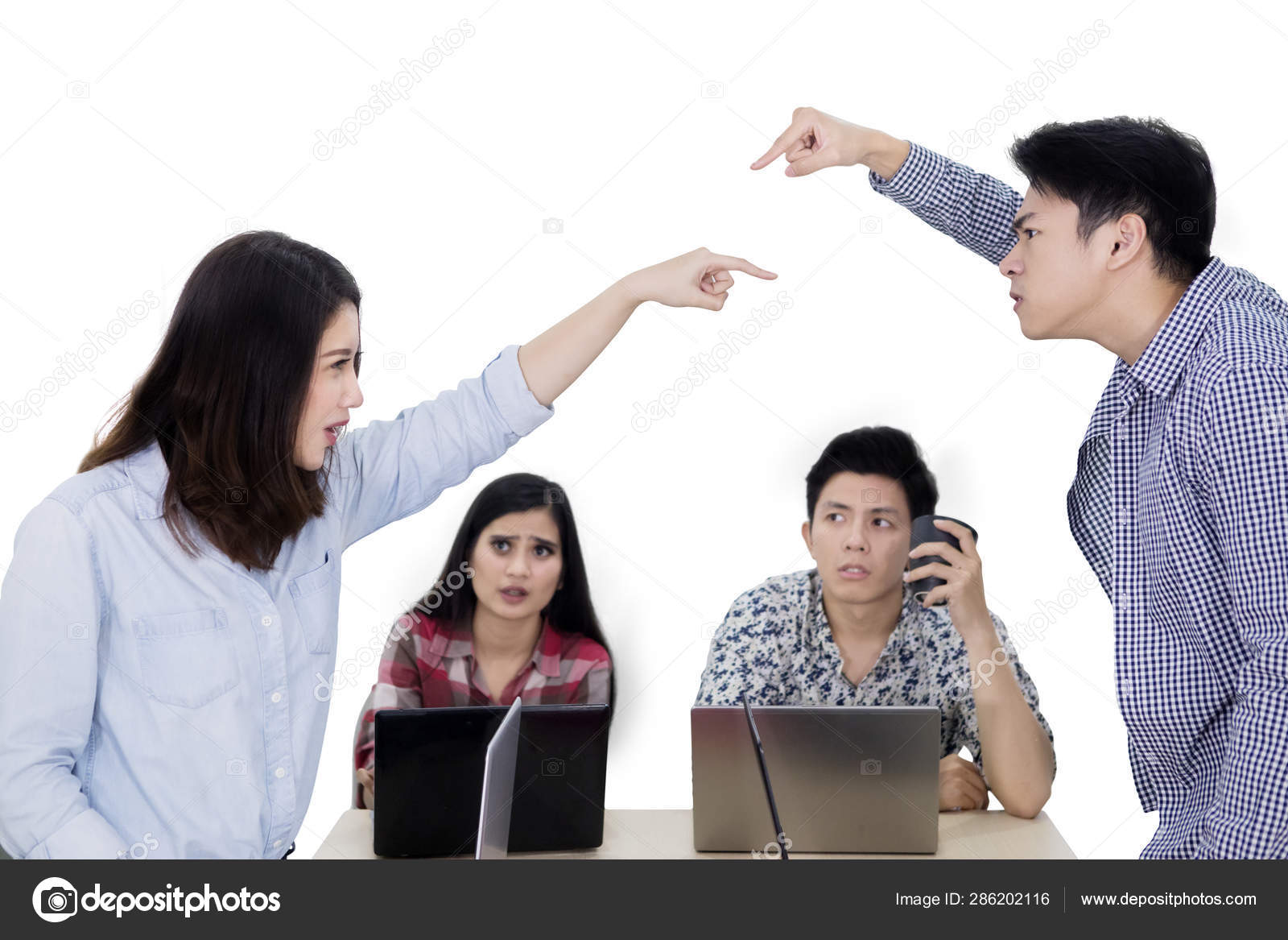 Two workers accusing each other on studio Stock Photo by ©realinemedia ...