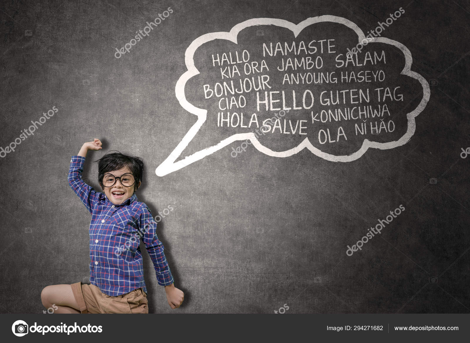 Happy little boy learning multilingual — Stock Photo © realinemedia ...