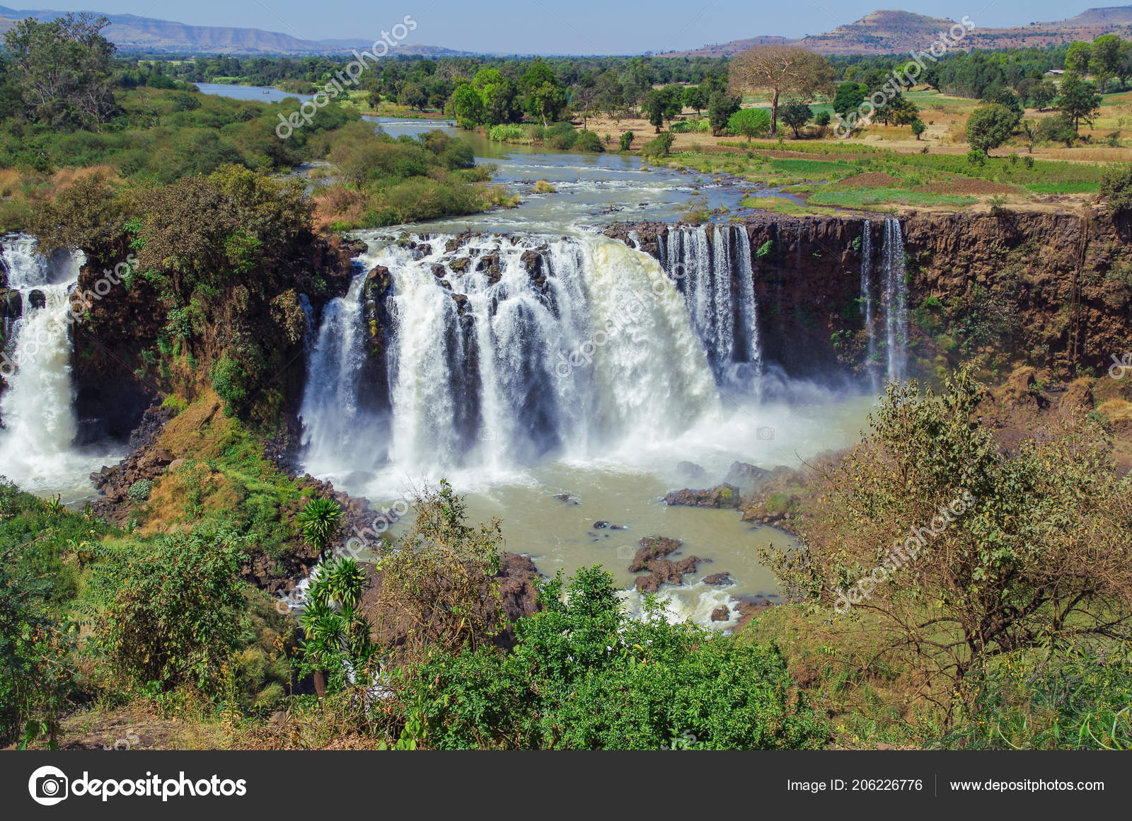 Beautiful View Blue Nile Falls Waterfall Blue Nile River Nature Stock ...