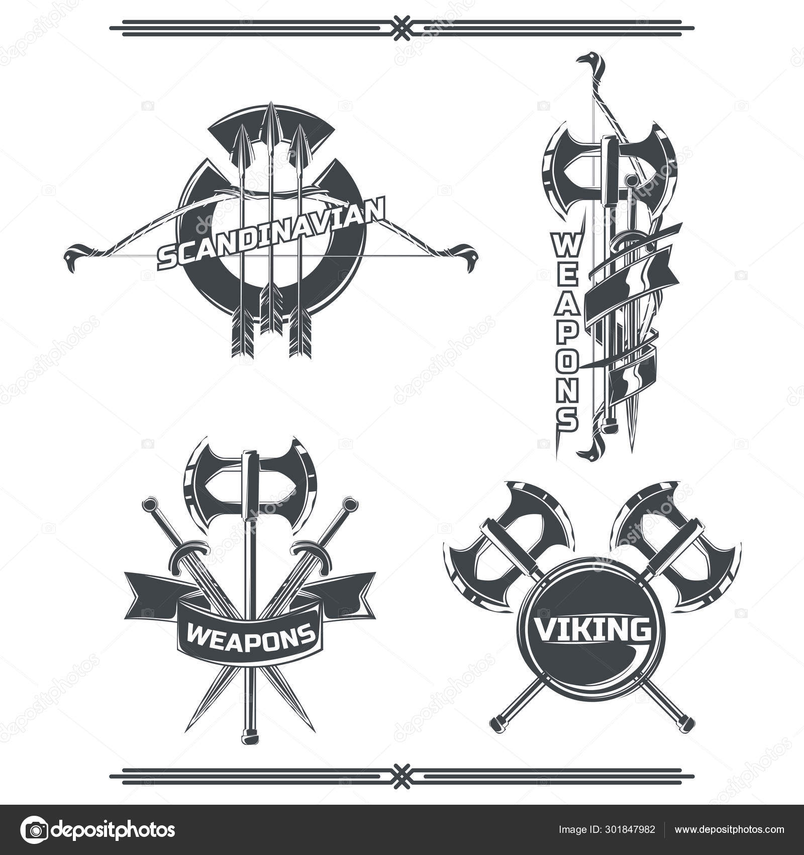 Set of viking's emblems Stock Vector Image by ©antonantipov #301847982