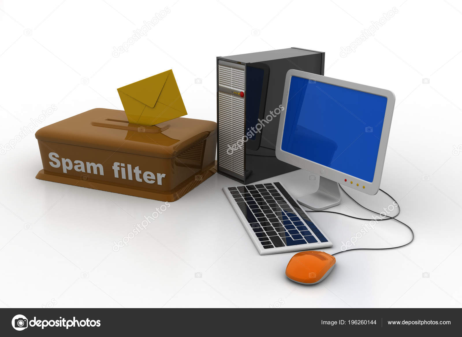 Spam Filter Personal Computer Isolated White Background — Stock Photo ...