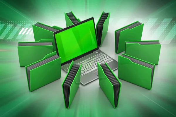 Laptop with file folder - Stock Image - Everypixel