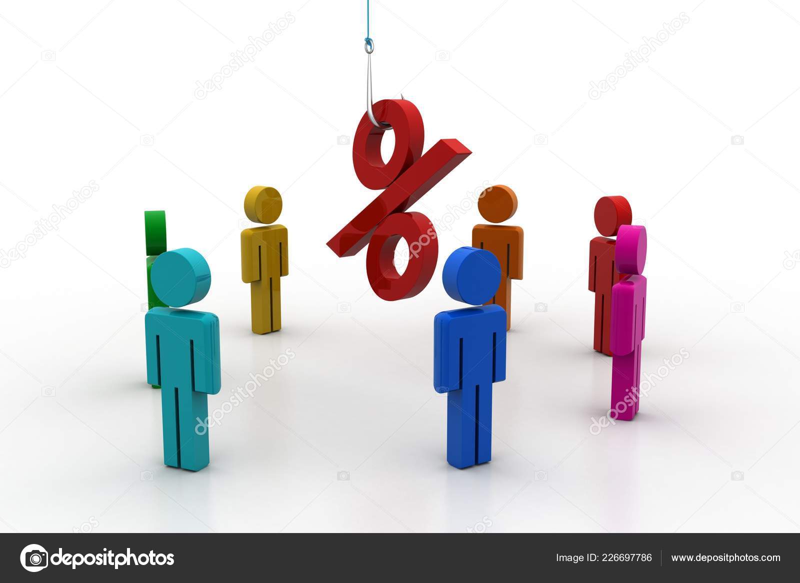 Hanging Percentage Sign People White Background Stock Photo by ...