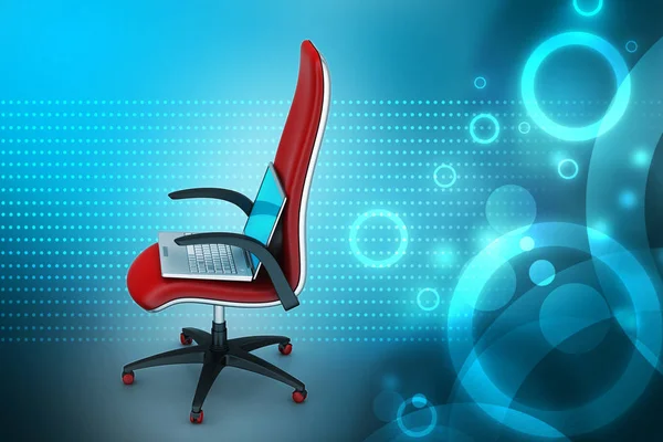 3D illustration of notebook on the chair - Stock Image - Everypixel