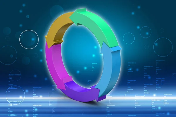 3D illustration of Multi colored arrow circle - Stock Image - Everypixel