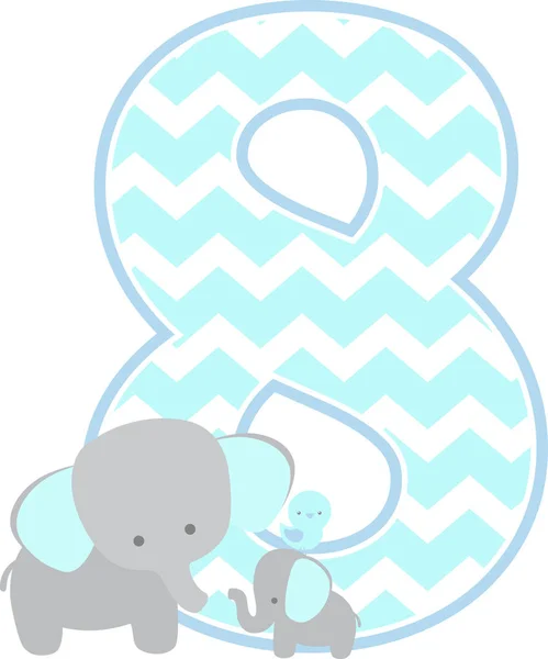 Number Chevron Pattern Cute Elephant Little Baby Elephant Isolated ...