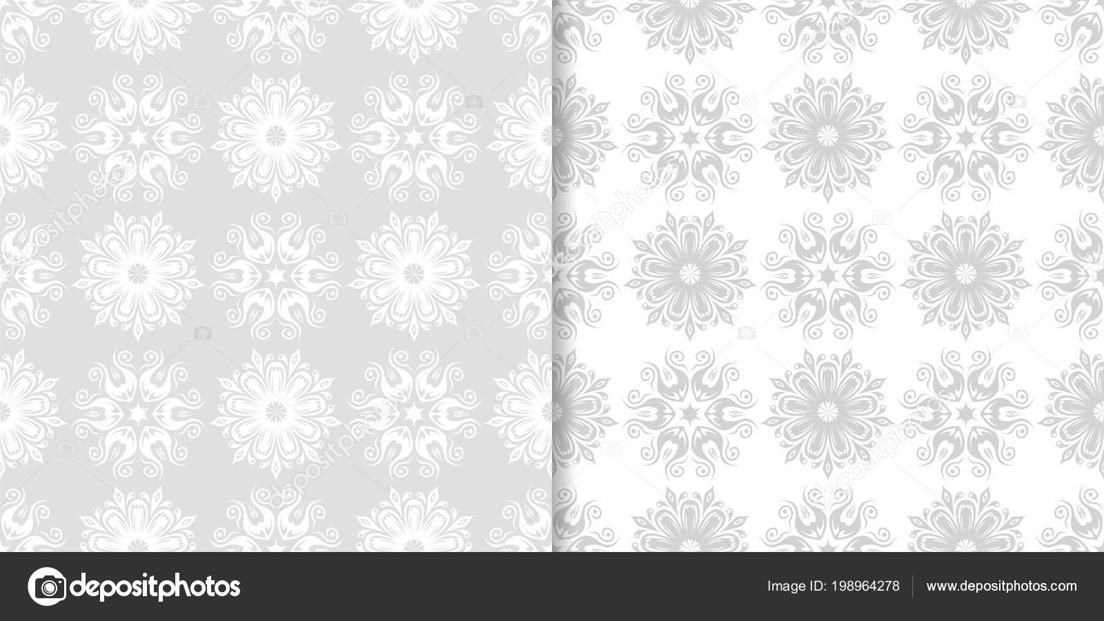 Light Gray Floral Backgrounds Set Seamless Patterns Textile Wallpapers ...