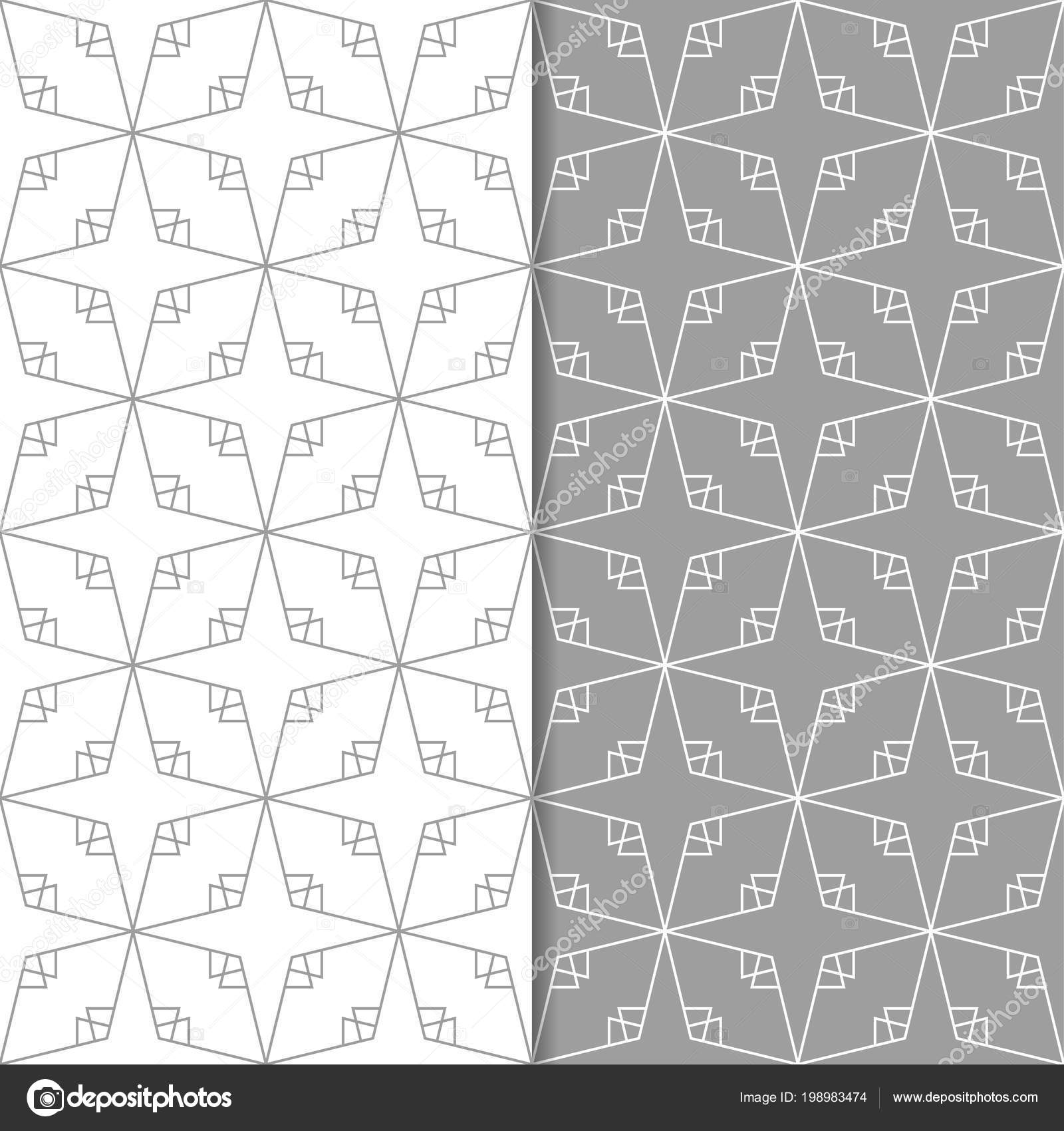 Gray White Geometric Ornaments Set Seamless Patterns Web Textile ...