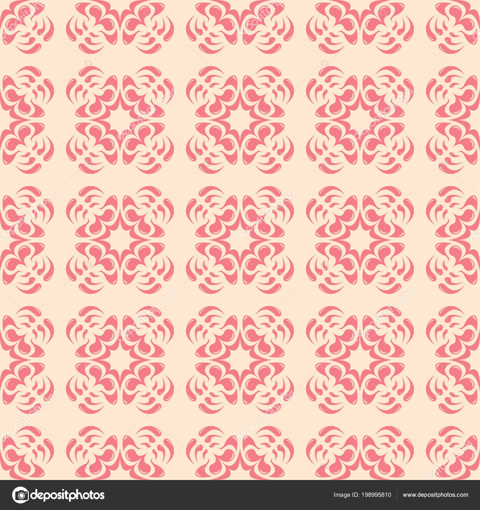 Red Floral Design Beige Background Seamless Pattern Textile Wallpapers ...